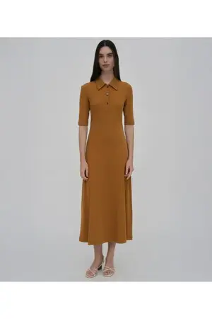 Rosetta Getty Polo T-shirt Dress - Black / Brown / Gold