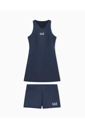 EA7 Tennis Pro Ventus7 Technical Fabric Dress - Blue