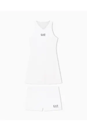 EA7 Tennis Pro Ventus7 Technical Fabric Dress - White