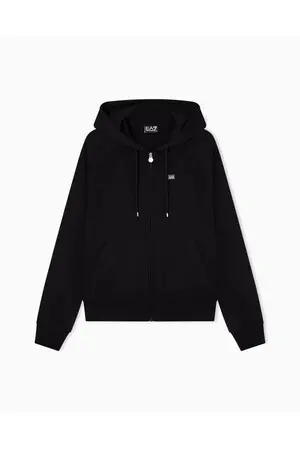 EA7 Stretch-cotton Hooded Sweatshirt - Black