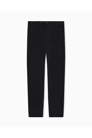 Giorgio Armani Canneté Cupro Flat-front Trousers - Black