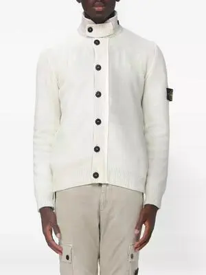Stone Island Stand-Up Collar Cardigan Neutrals