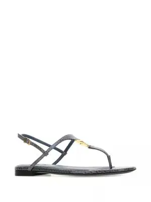Fendi Ff Logo Leather Sandals - Blue