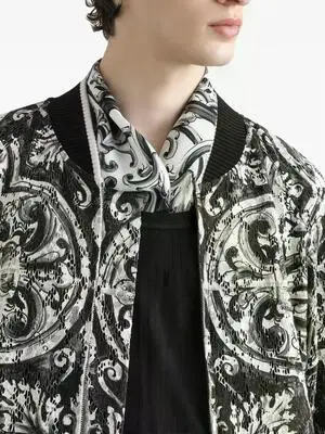 Dolce & Gabbana Silk Bomber Jacket - White