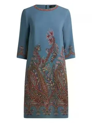 Etro Paisley-print Mini Dress - Blue