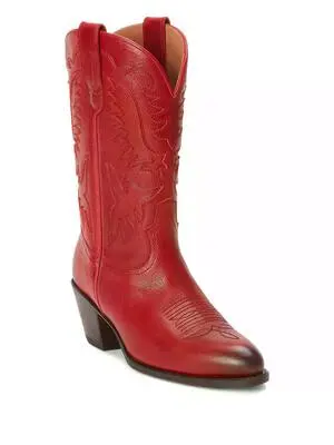 Polo Ralph Lauren Leather Cowboy Boots - Red