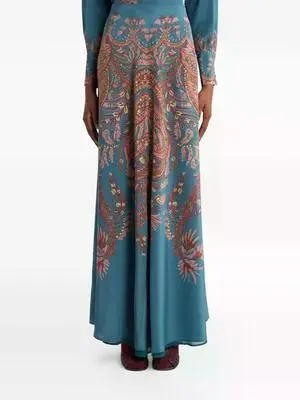Etro Paisley-print Maxi Skirt - Blue