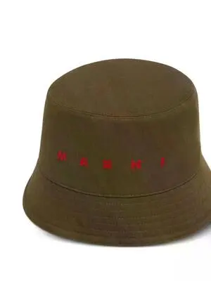 Marni Logo-embroidered Bucket Hat - Green