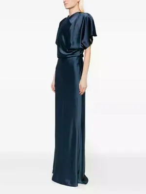 Amsale Satin Draped Gown - Blue