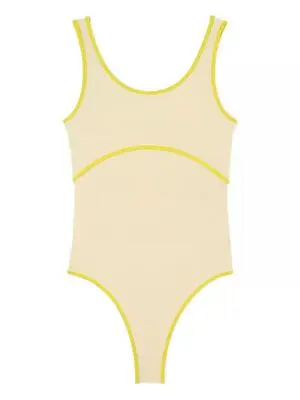 Sunnei Contrasting-trim Swimsuit - Yellow
