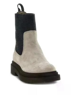 Brunello Cucinelli Knit-insert Suede Boots