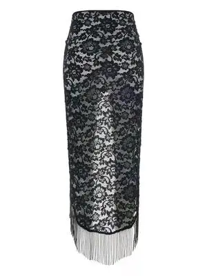 VENUJA Lace Fringed Midi Skirt