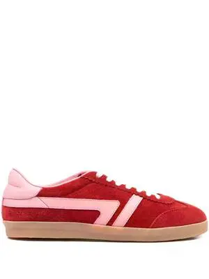Closed Suede Panelled Sneakers - Red