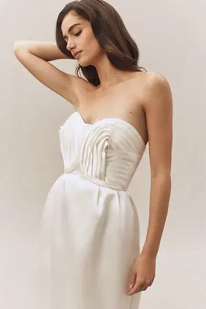 Bhldn Strapless Satin Midi Dress