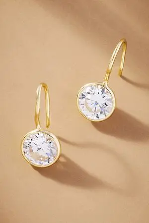 Shashi Bezel-set Crystal French Hook Earrings - Gold