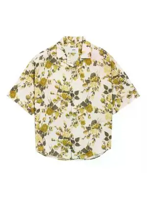 AMI Paris Floral-print Short-sleeved Camp Shirt
