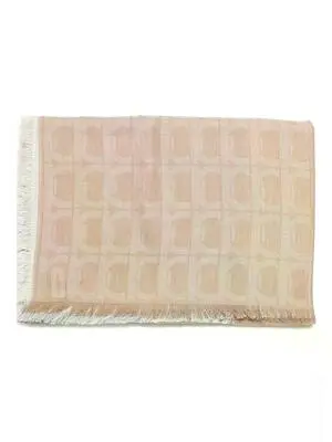 FERRAGAMO Patterned Fringed Scarf - Brown