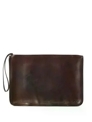 Ralph Lauren Leather Wristlet Clutch - Brown