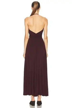 Alaïa Halter Maxi Dress - Bordeaux