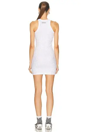 Attico Rhinestone Embellished Midi Dress - White