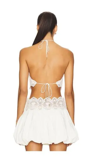 Retrofete Halterneck Top With Embroidered Detail And Scalloped Trim