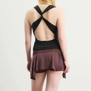 PEACHY DEN Kylie Cross Back Top - Graphite