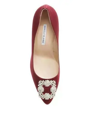 Manolo Blahnik 100mm Hangisi Crystal-embellished Satin Pumps