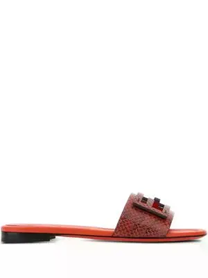 Fendi Leather Baguette Sandals - Red