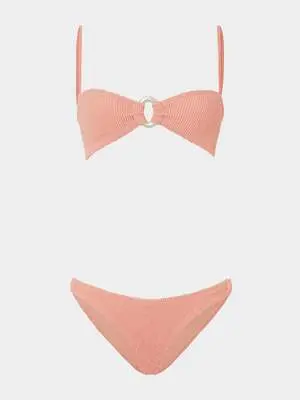 Hunza G Two-Piece Pearlescent Hoop Swimsuit Peach