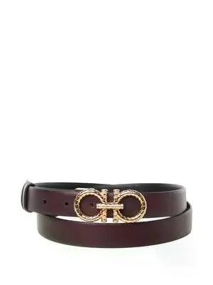 FERRAGAMO Gancini Buckle Leather Belt - Red