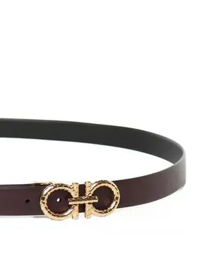 FERRAGAMO Gancini Buckle Leather Belt - Red
