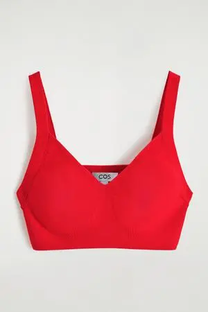 Cos Knitted Cotton Bralette - Red