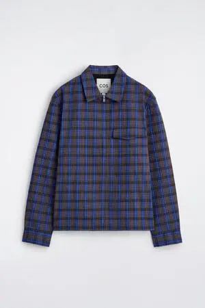 Cos Cotton Zipped Overshirt - Blue