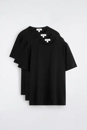 Cos 3-pack Cotton Crew-neck T-shirts - Black