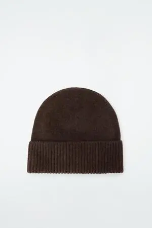 Cos Cashmere Ribbed Beanie - Brown