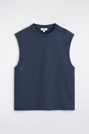 Cos Relaxed Cotton-crepe Tank Top - Navy