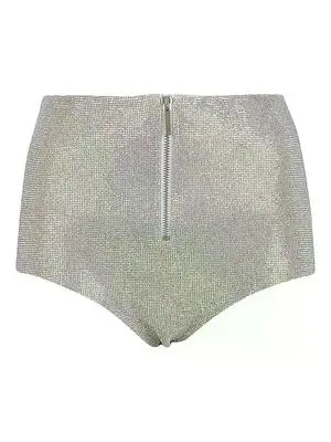 GAIA CANCIANI Crystal-embellished Zip Shorts - Silver