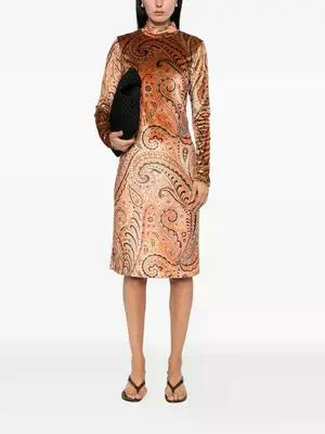 Etro Paisley-print Midi Dress - Neutrals
