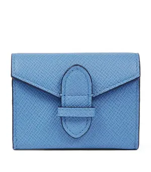 Smythson Leather Panama Playing Card Case - Blue