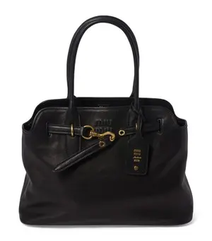Miu Miu Nappa Leather Aventure Top-handle Bag - Black