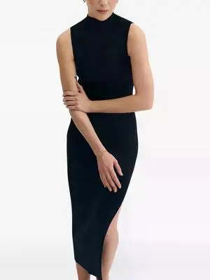 ETHER Ribbed High-neck Midi Dress