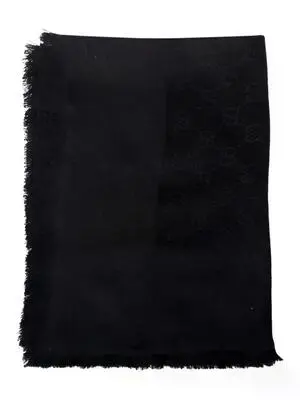 Gucci Monogram Fringed Scarf - Black