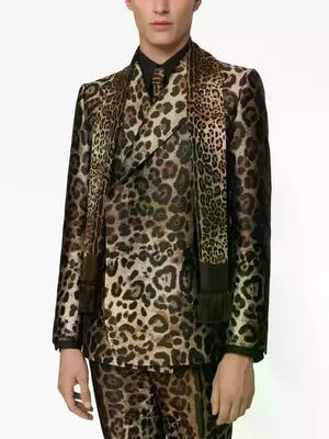 Dolce & Gabbana Fringed Leopard-print Silk Scarf