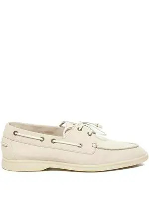 Loro Piana Leather Lace-up Boat Shoes - Neutrals