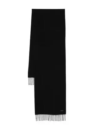 BOSS Logo-patch Fringed Scarf - Black