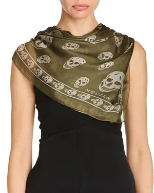 Alexander McQueen Skull Silk Scarf - Caper
