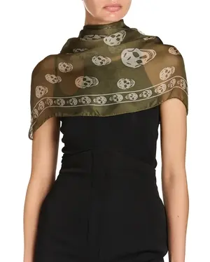 Alexander McQueen Skull Silk Scarf - Caper
