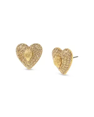Kurt Geiger Signature Eagle Pave Heart Stud Earrings - Gold