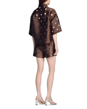 Sandro Rhinestone Cutout Shirt