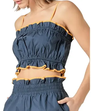 English Factory Cropped Top With Colorblock Binding